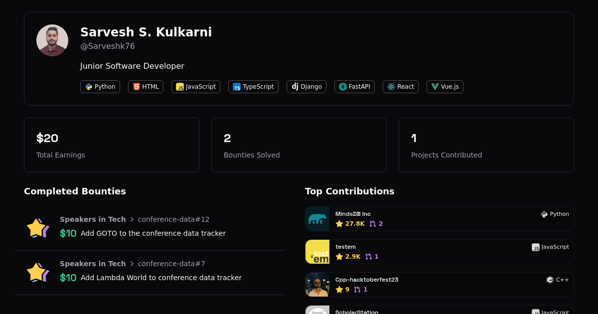 Sarvesh S. Kulkarni | Algora