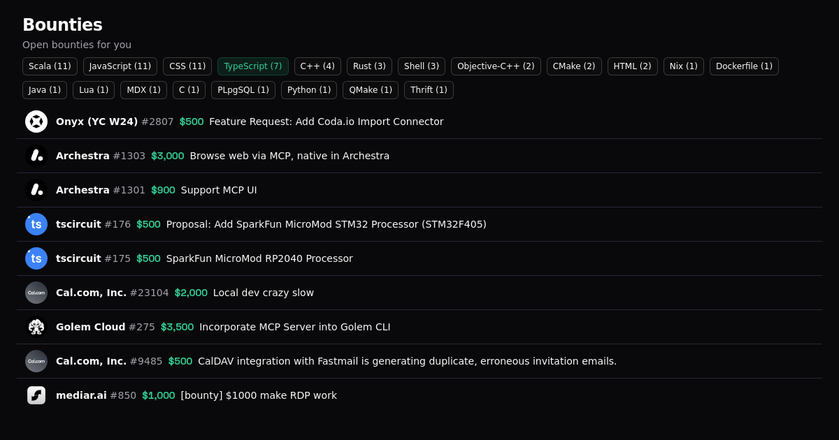 Typescript Bounties | Algora