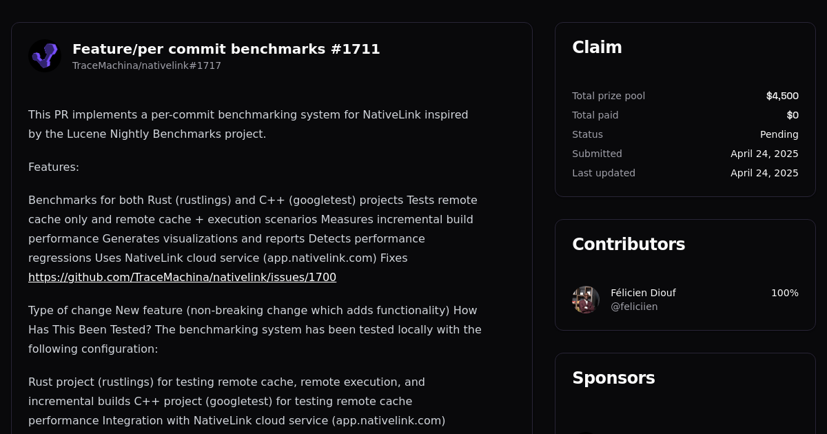 Feature/per commit benchmarks #1711 | Algora