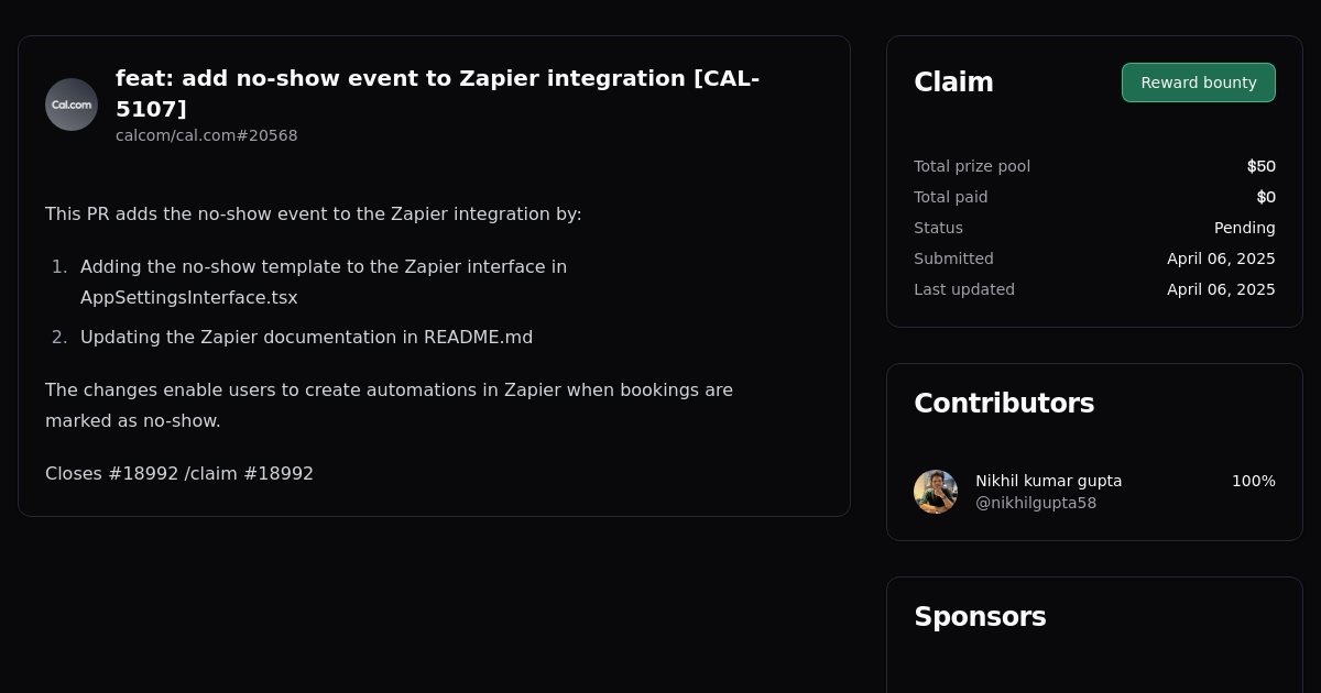 feat: add no-show event to Zapier integration [CAL-5107] | Algora