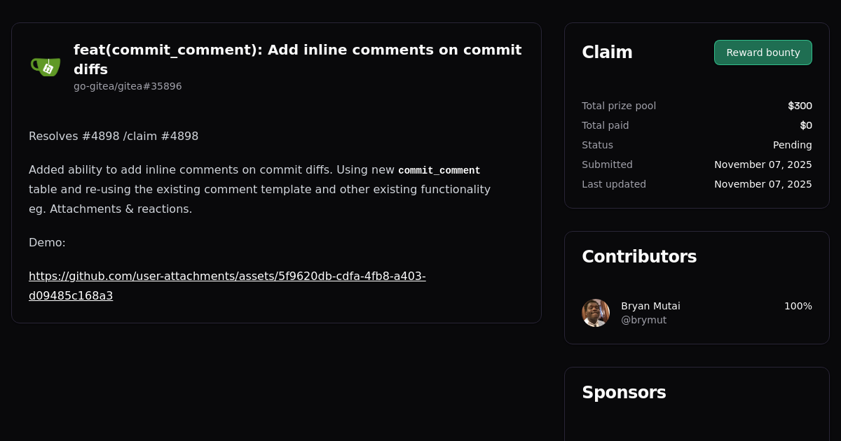 feat(commit_comment): Add inline comments on commit diffs | Algora