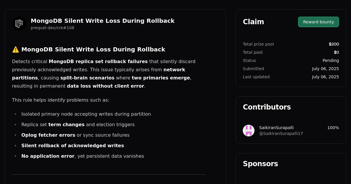 MongoDB Silent Write Loss During Rollback | Algora