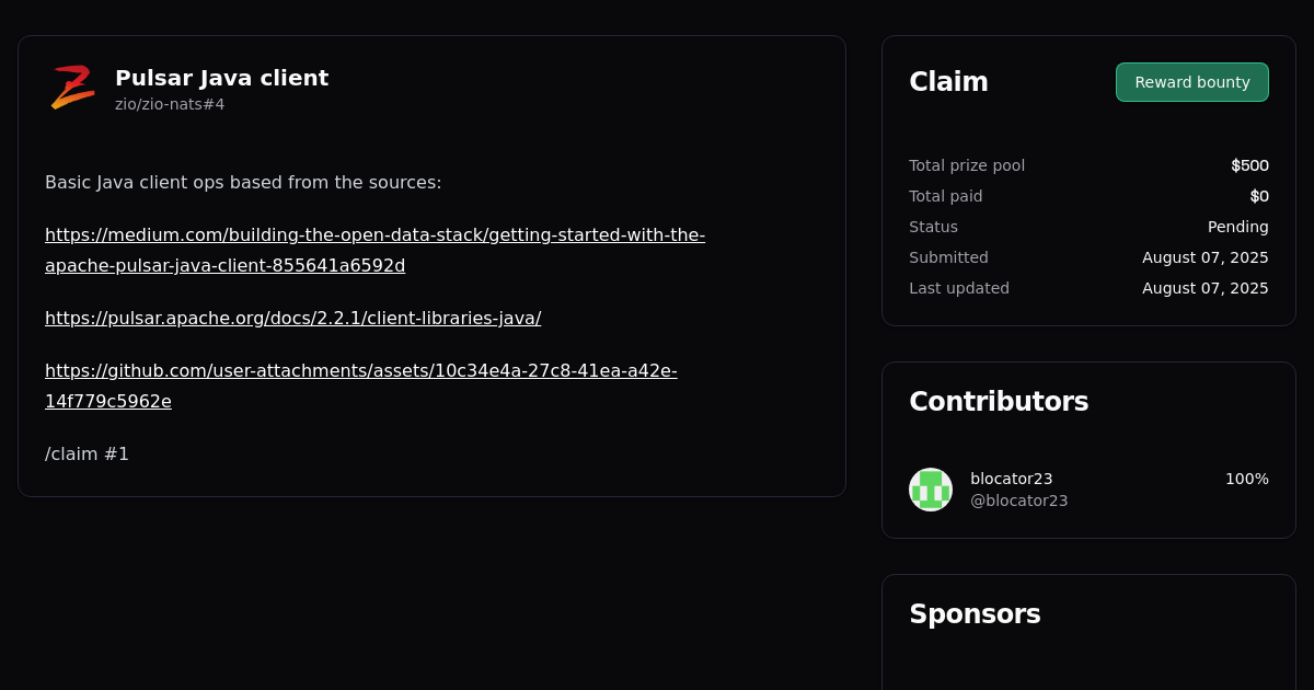 Pulsar Java client | Algora