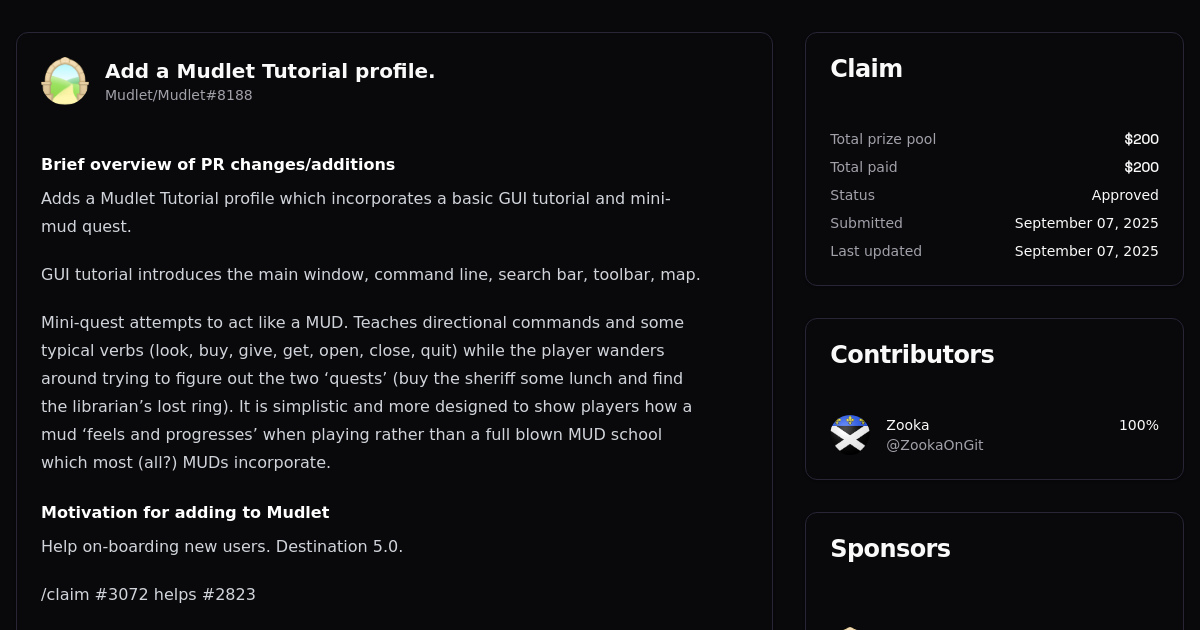 Add a Mudlet Tutorial profile. | Algora