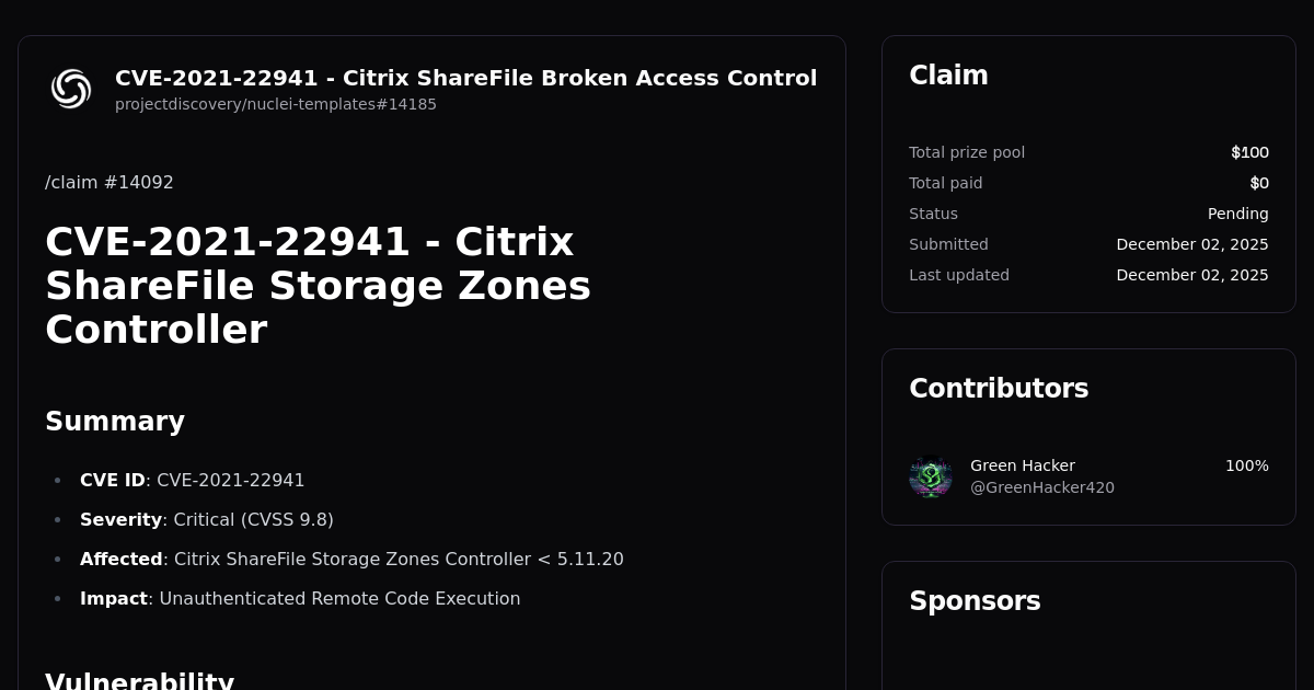 CVE-2021-22941 - Citrix ShareFile Broken Access Control | Algora