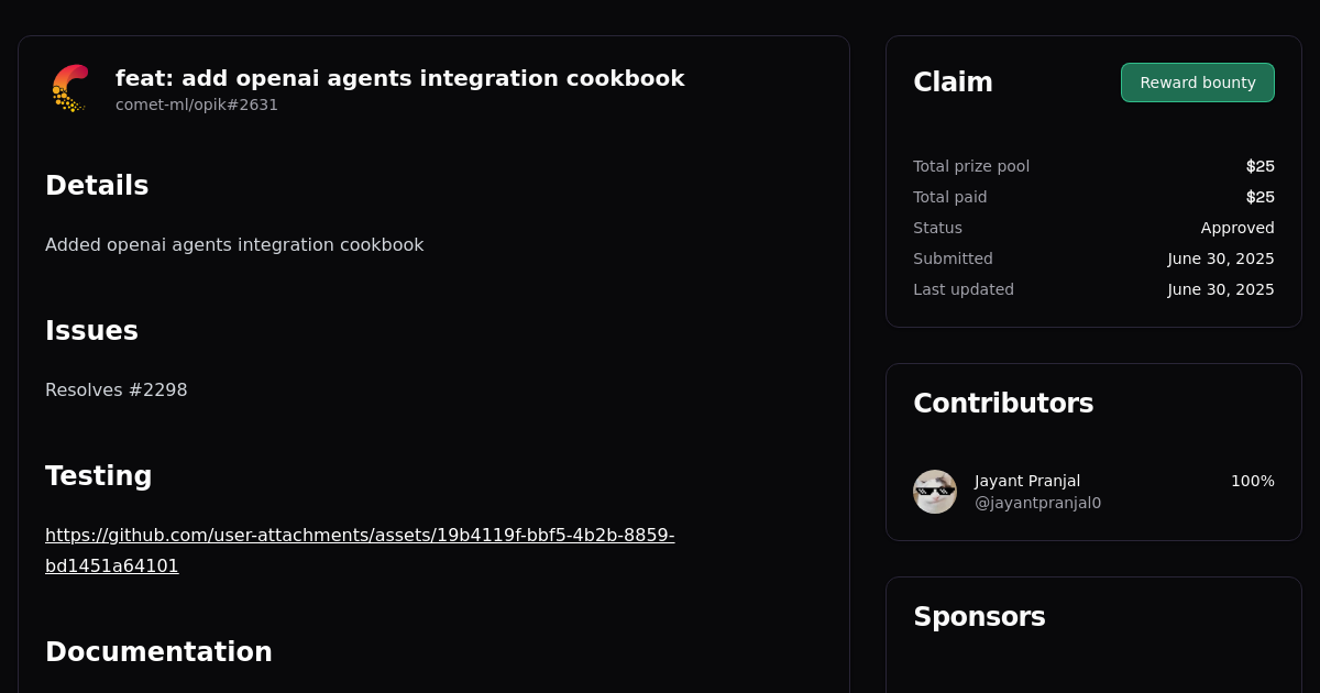 feat: add openai agents integration cookbook | Algora