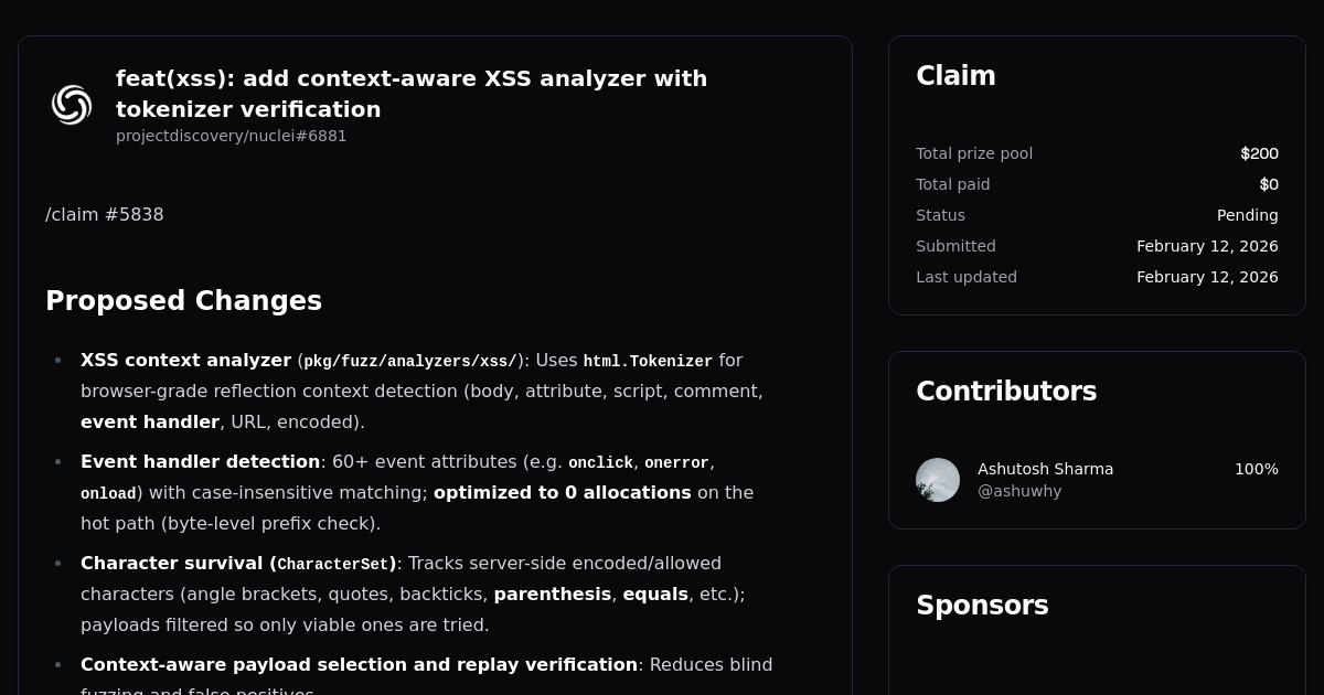 feat(xss): add context-aware XSS analyzer with tokenizer verification ...