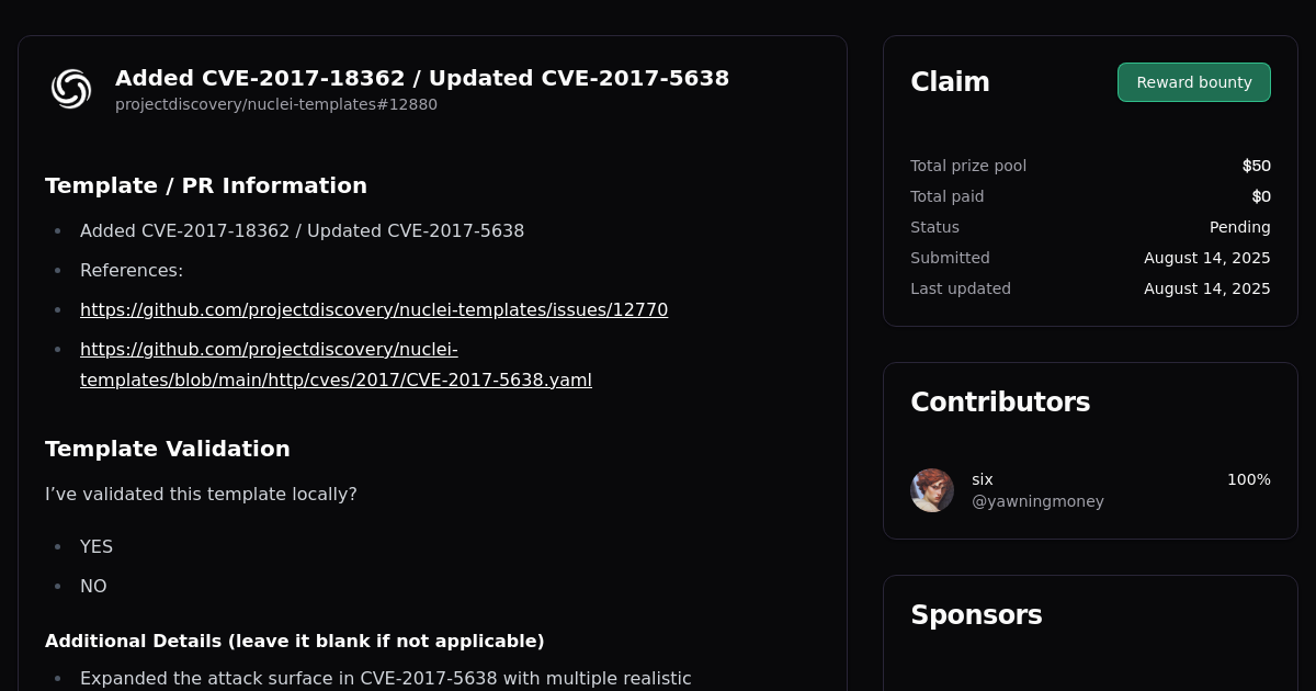Added CVE-2017-18362 / Updated CVE-2017-5638 | Algora