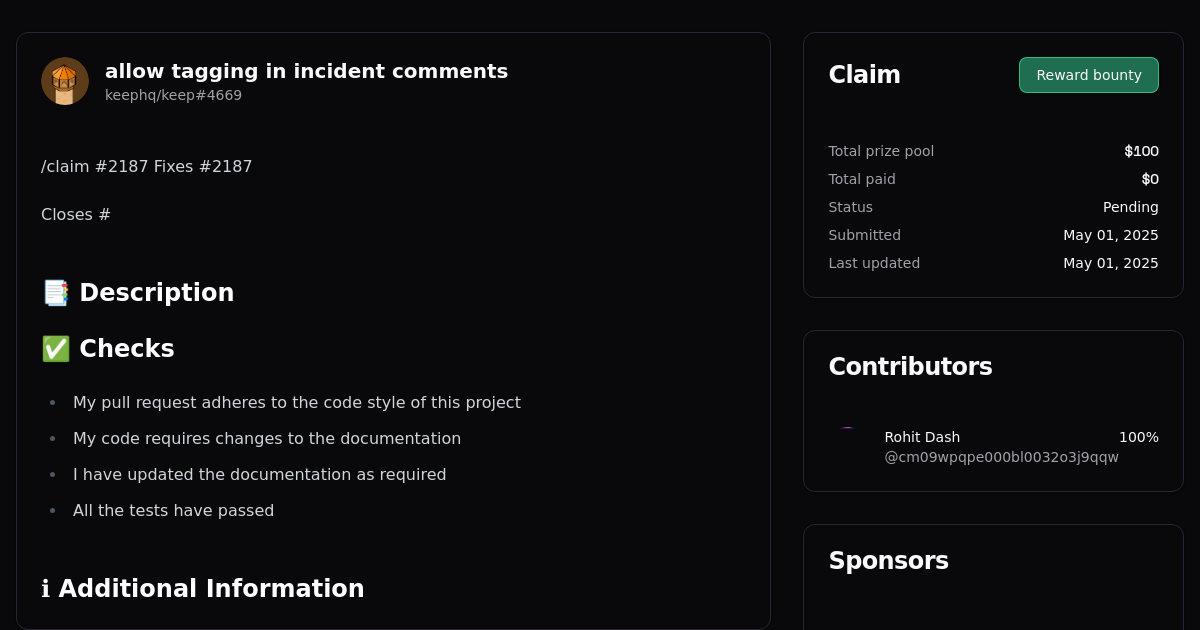 allow tagging in incident comments | Algora