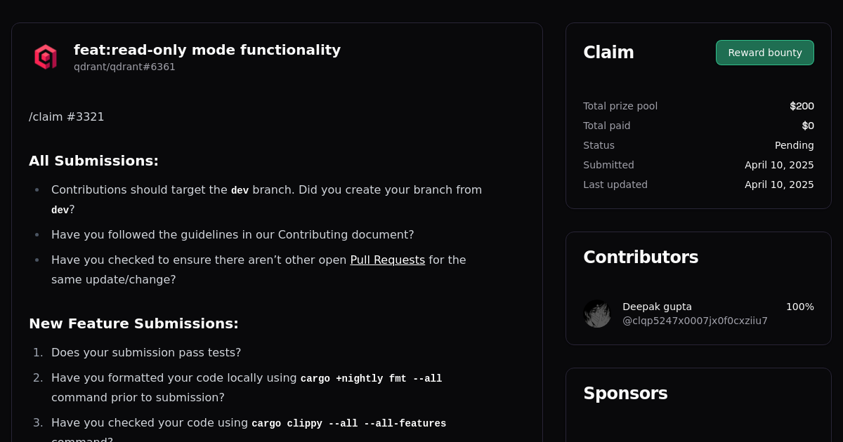 feat:read-only mode functionality | Algora
