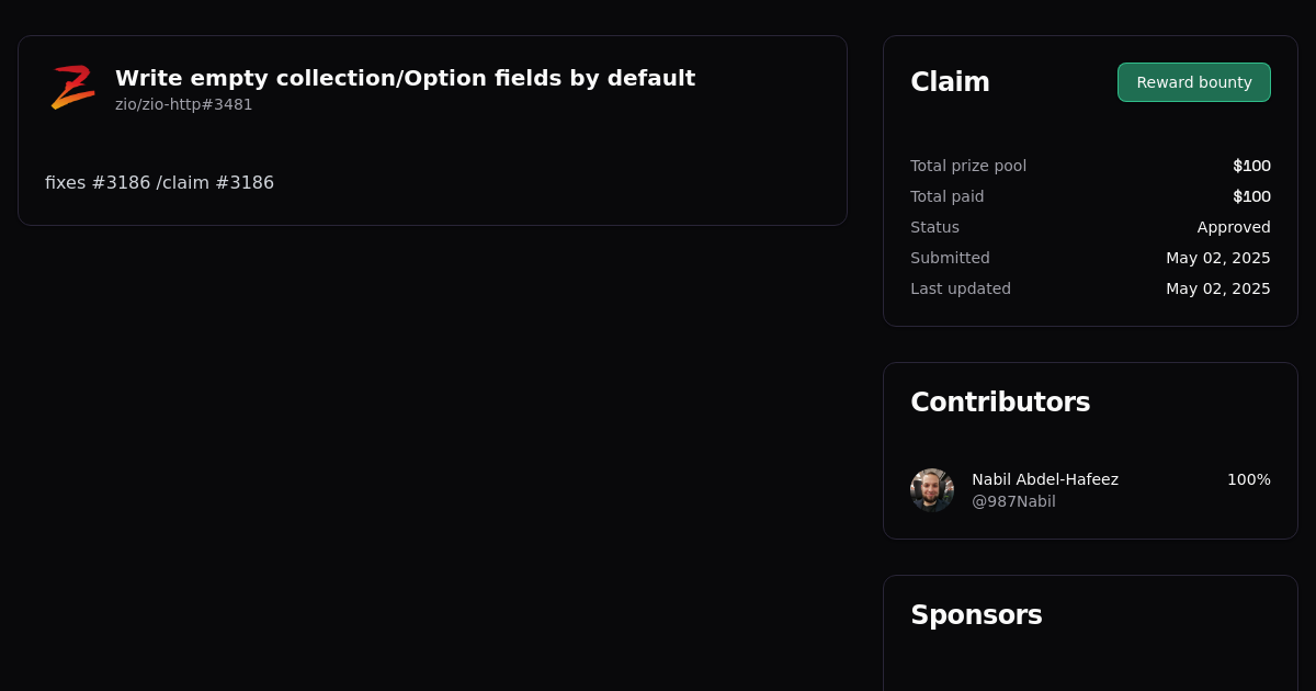 Write empty collection/Option fields by default | Algora
