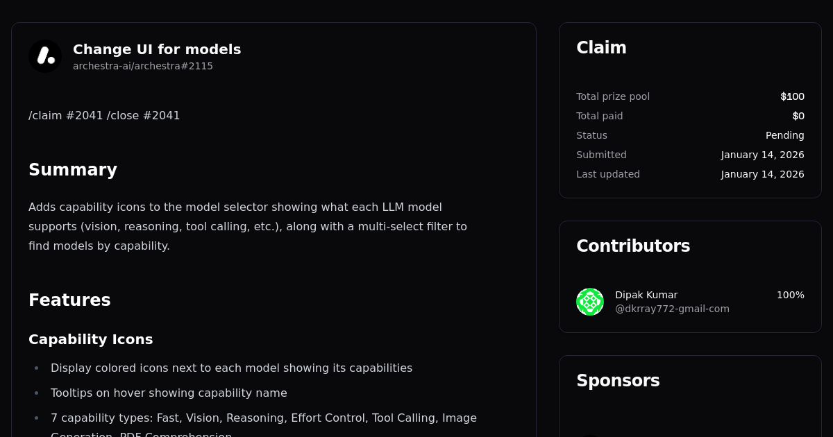 Change UI for models | Algora