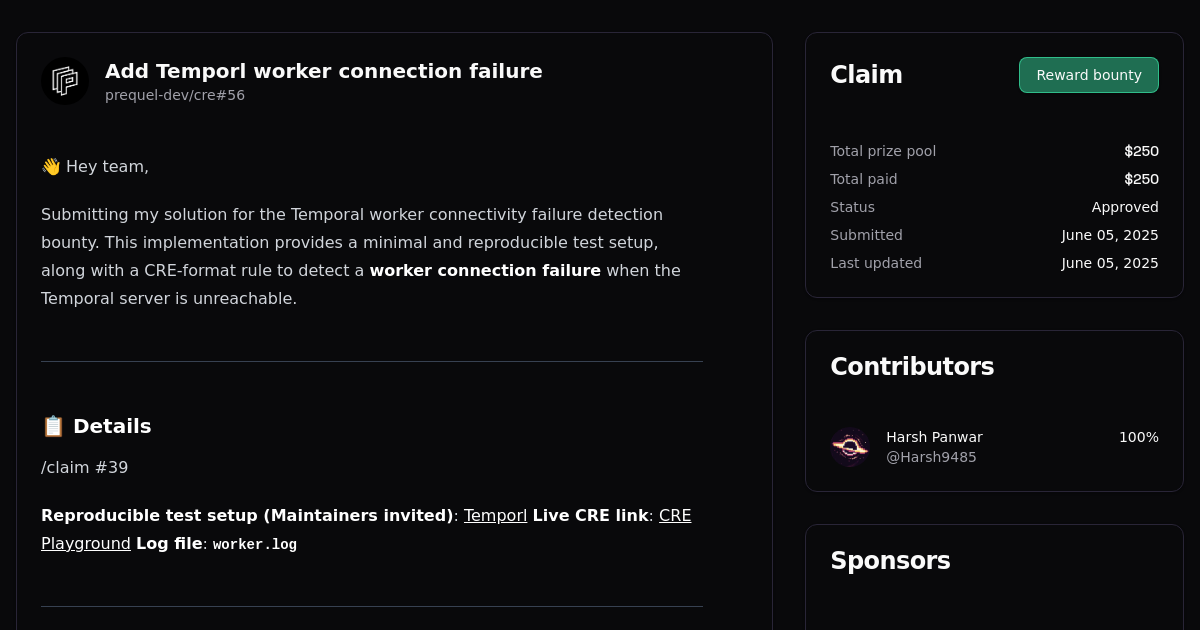 Add Temporl worker connection failure | Algora