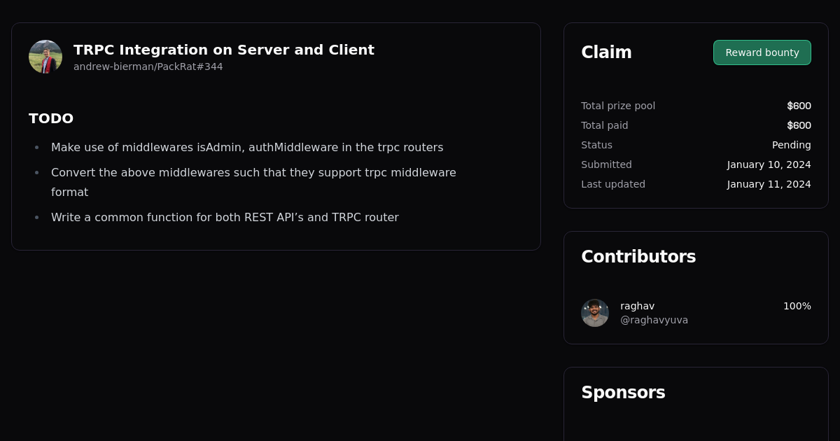 TRPC Integration on Server and Client | Algora