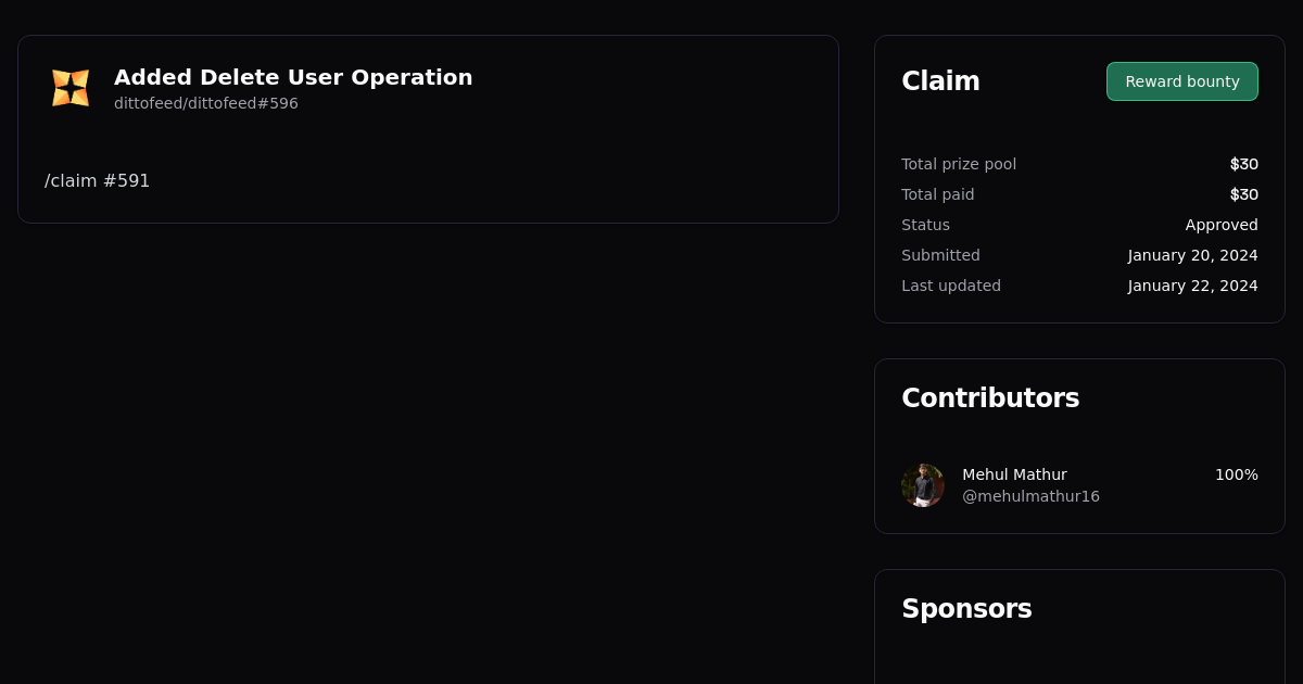 Added Delete User Operation | Algora