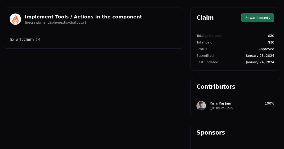 Implement Tools / Actions in the component | Algora