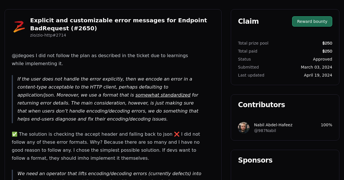 Explicit and customizable error messages for Endpoint BadRequest (#2650) | Algora