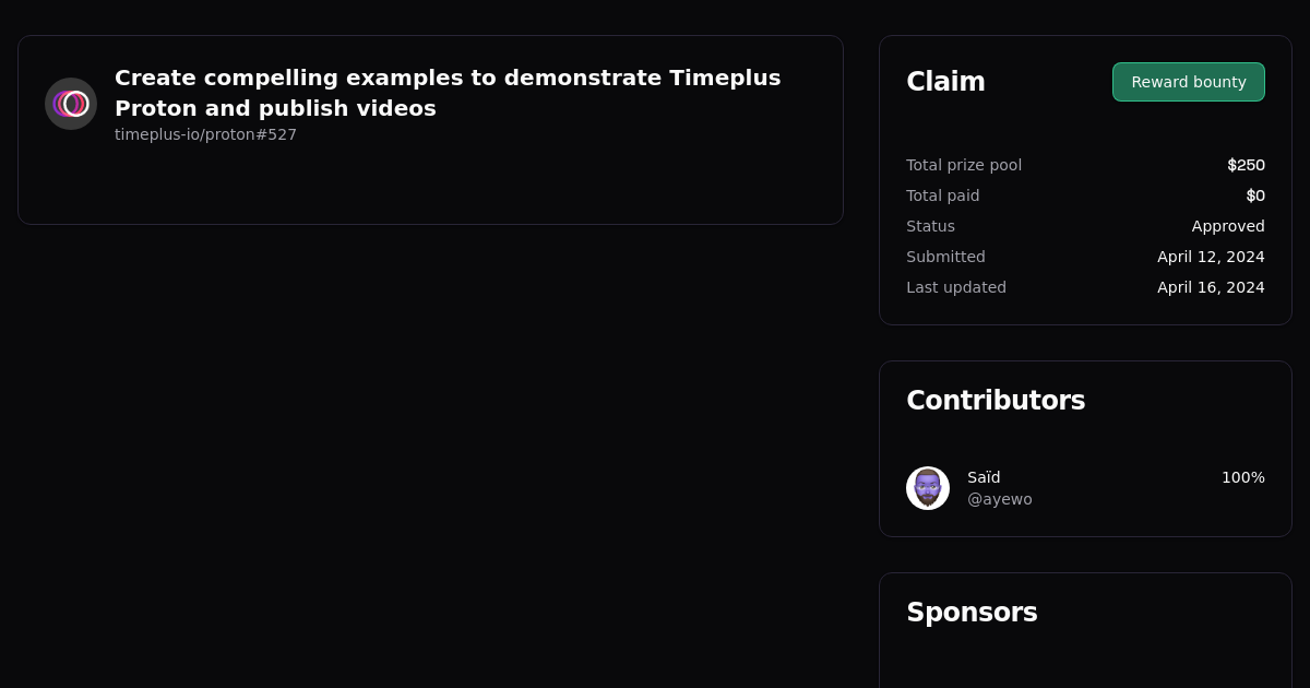 Create compelling examples to demonstrate Timeplus Proton and publish ...