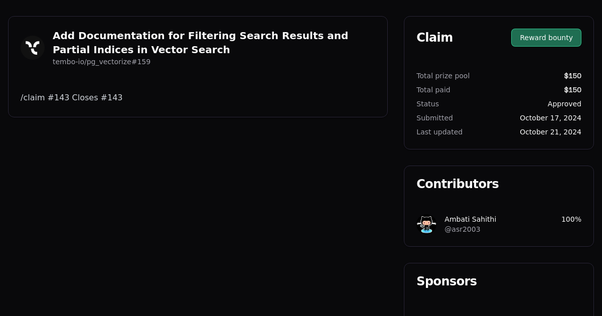 Add Documentation for Filtering Search Results and Partial Indices in Vector Search | Algora