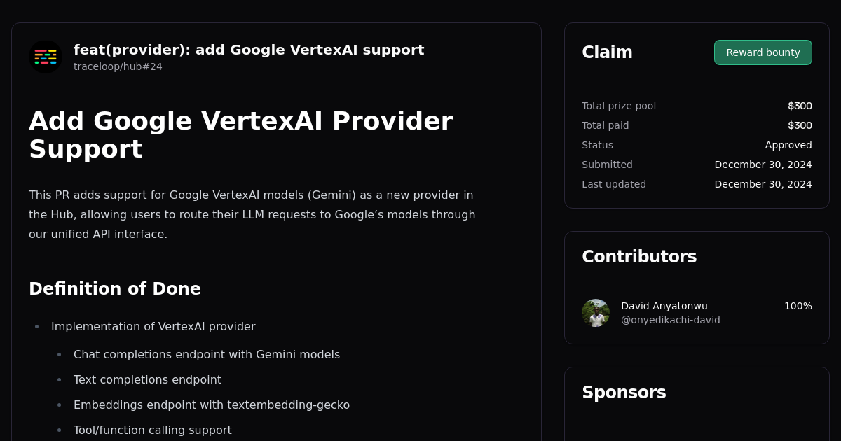 feat(provider): add Google VertexAI support | Algora