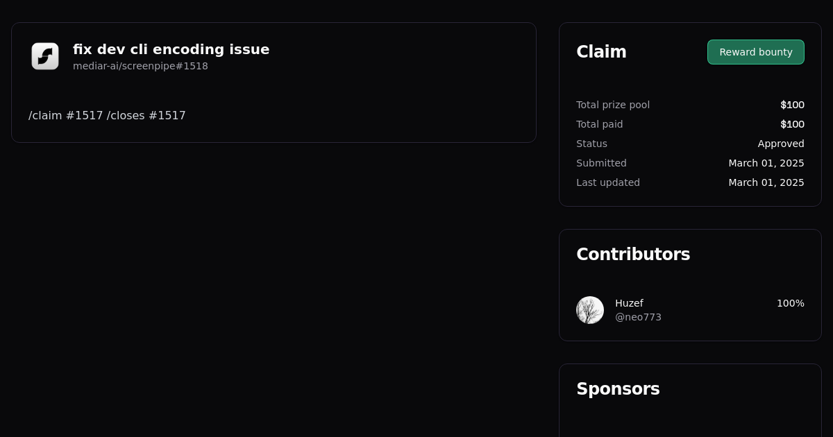 fix dev cli encoding issue | Algora