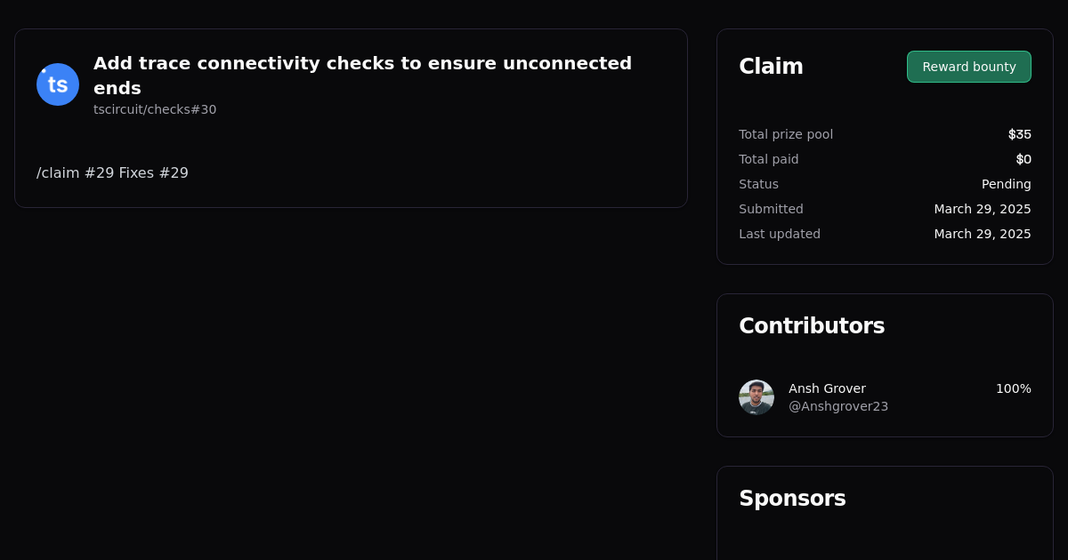 Add trace connectivity checks to ensure unconnected ends | Algora