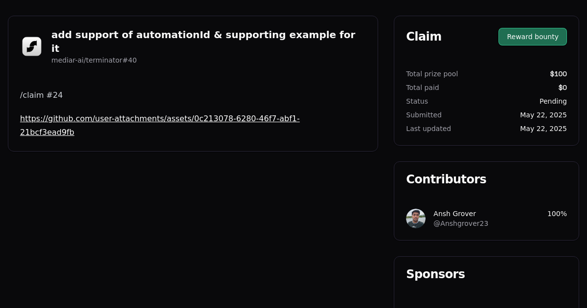 add support of automationId & supporting example for it | Algora
