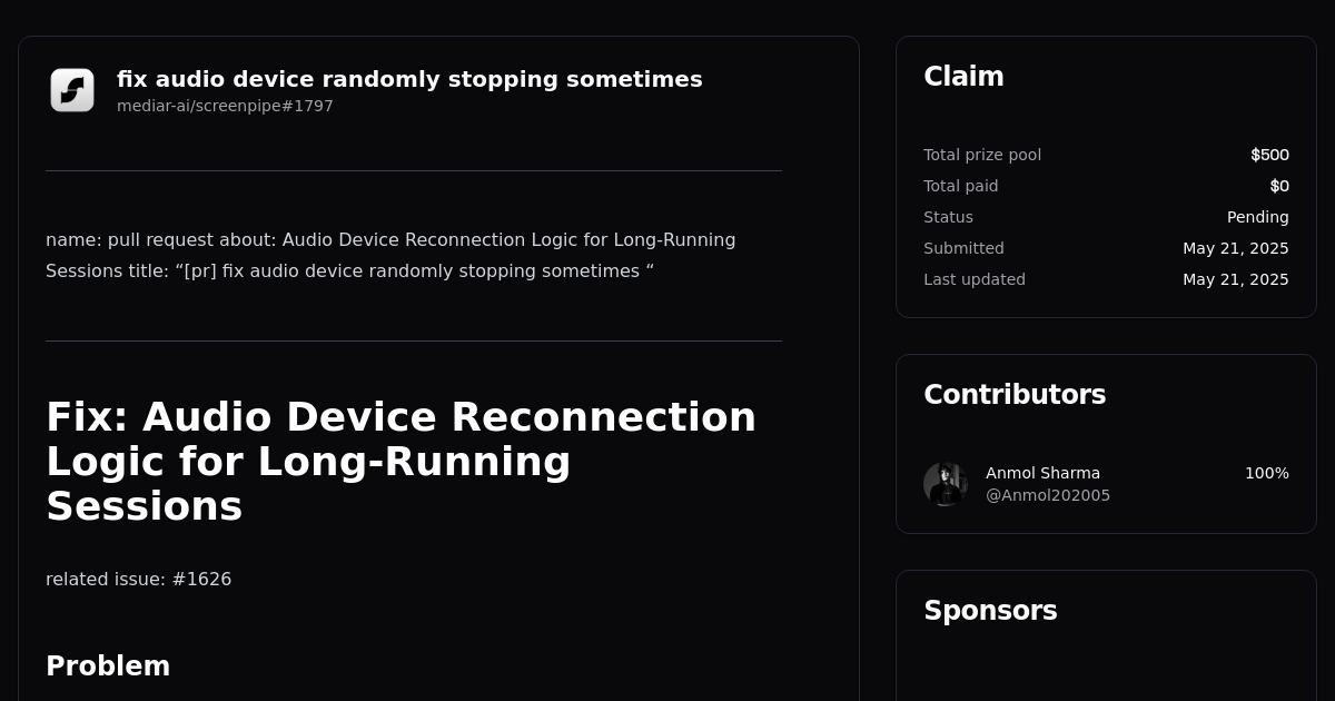 fix audio device randomly stopping sometimes | Algora