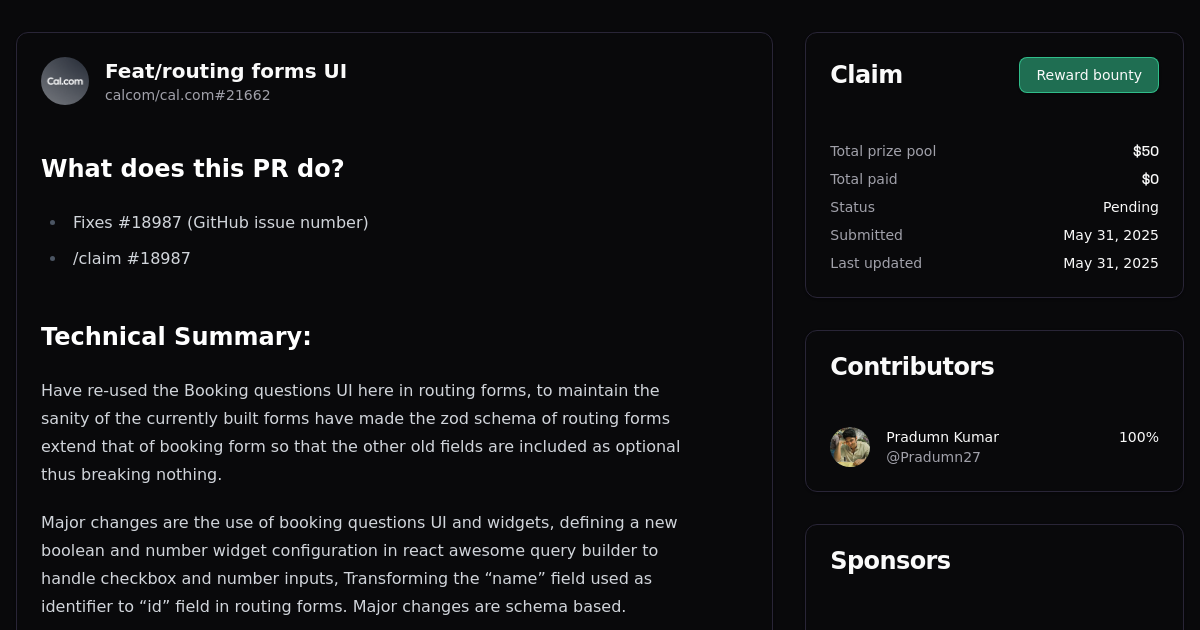 Feat/routing forms UI | Algora