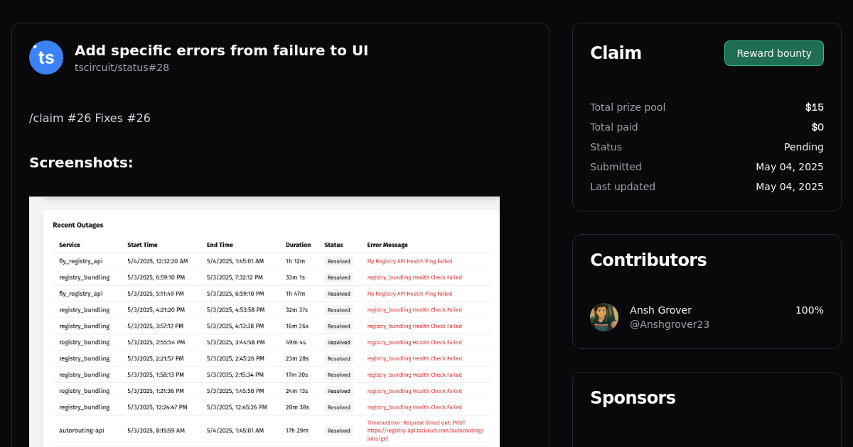 Add specific errors from failure to UI | Algora