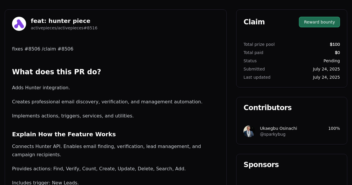 feat: hunter piece | Algora