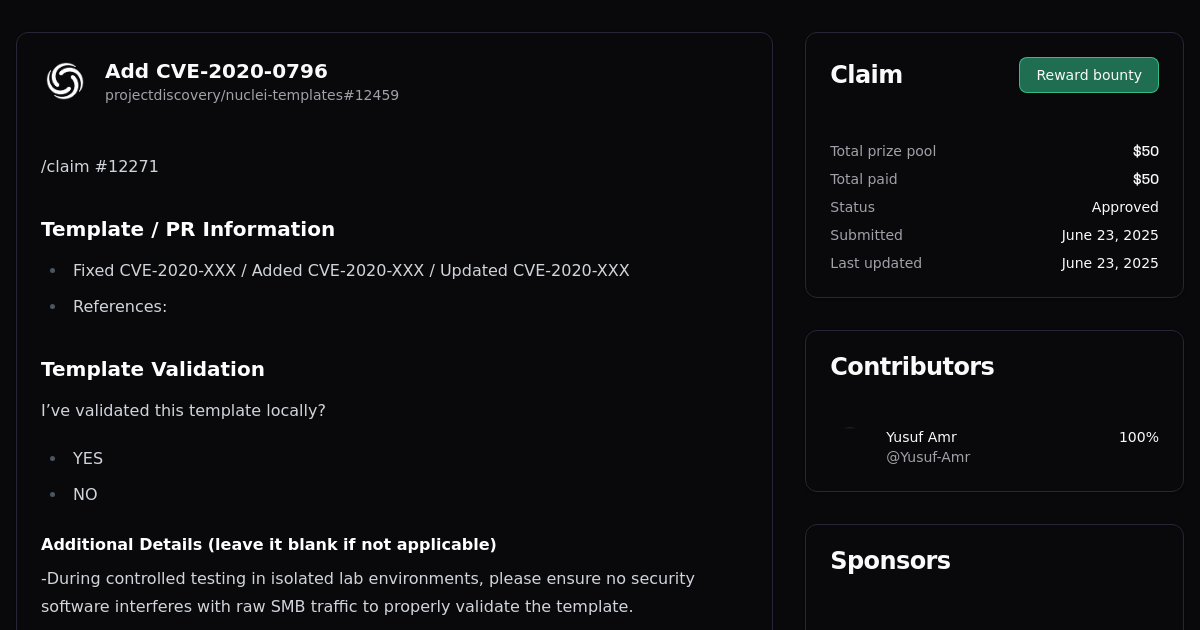Add CVE-2020-0796 | Algora