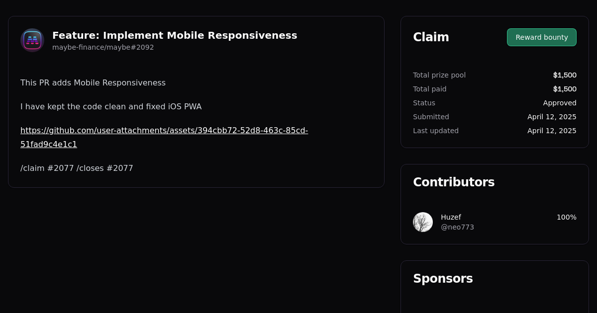 Feature: Implement Mobile Responsiveness | Algora