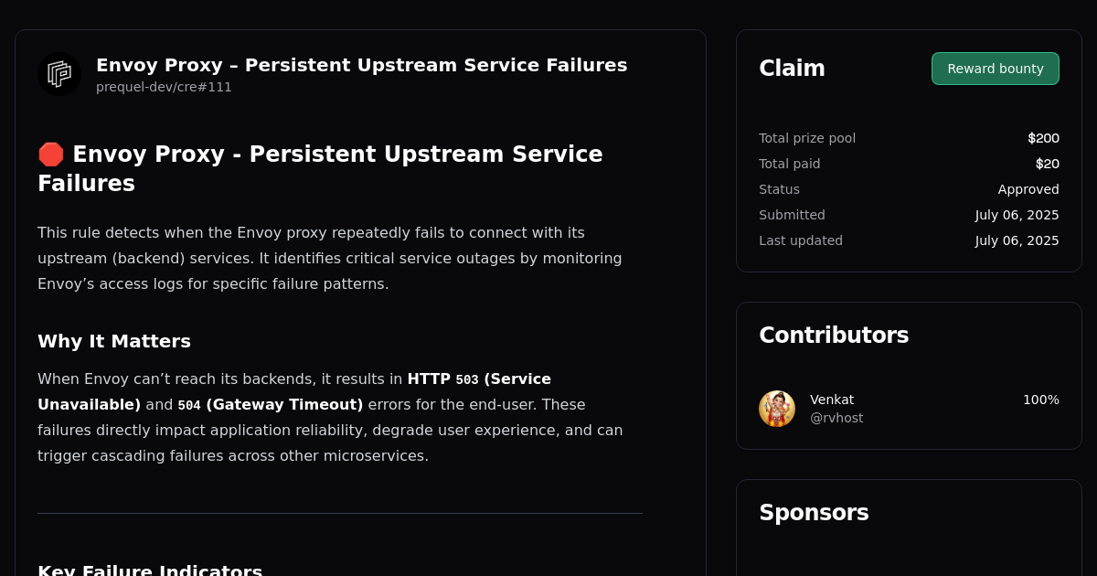 Envoy Proxy – Persistent Upstream Service Failures | Algora