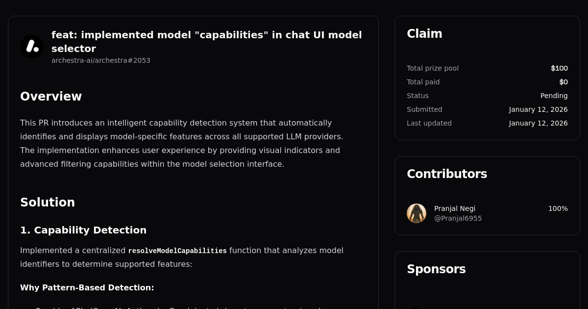 feat: implemented model "capabilities" in chat UI model selector | Algora