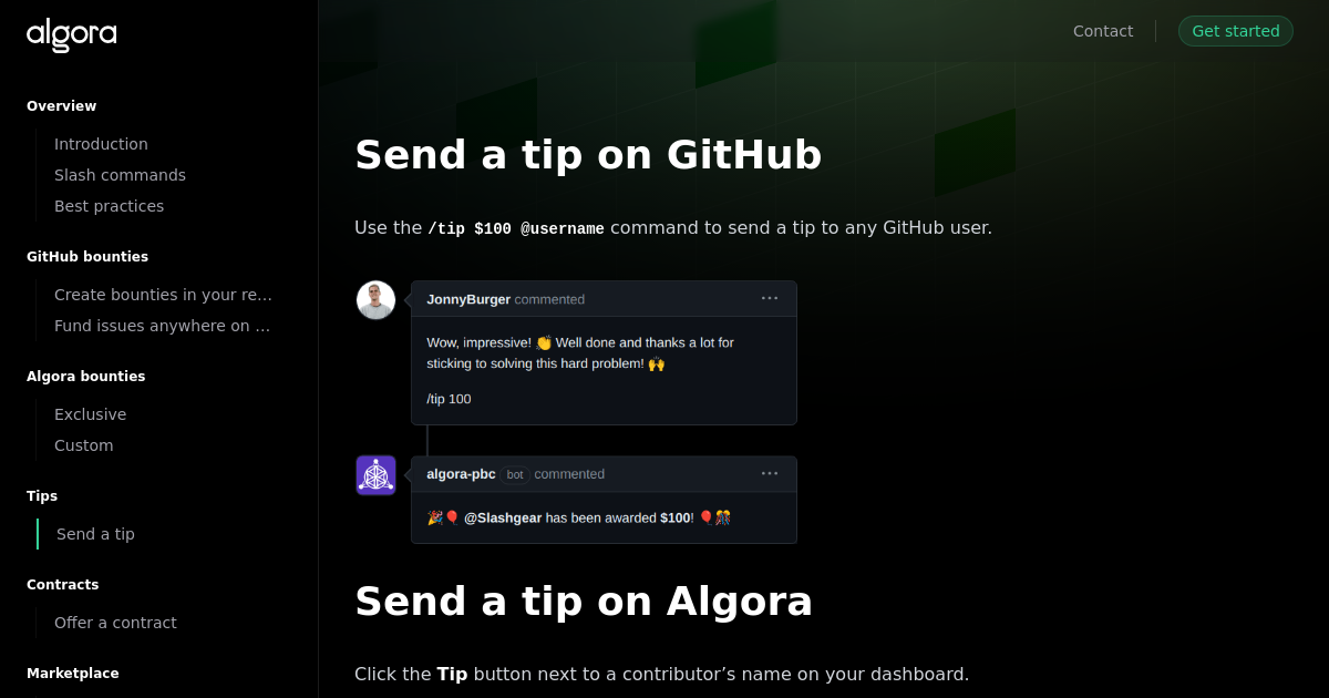 Send tips | Algora