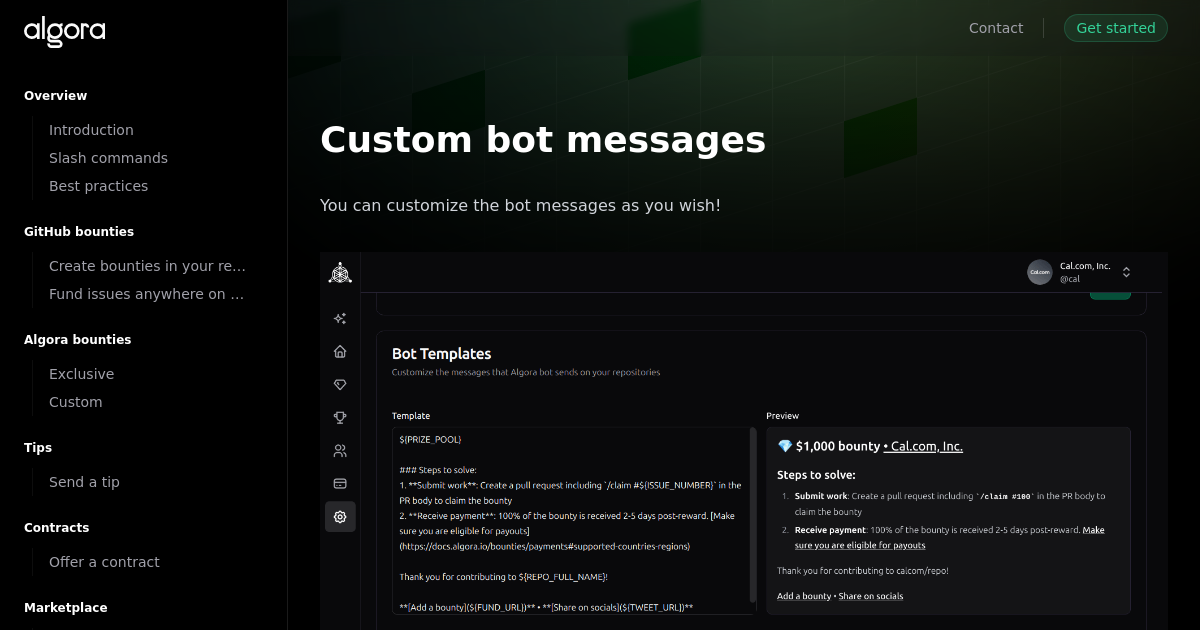 Custom bot messages | Algora